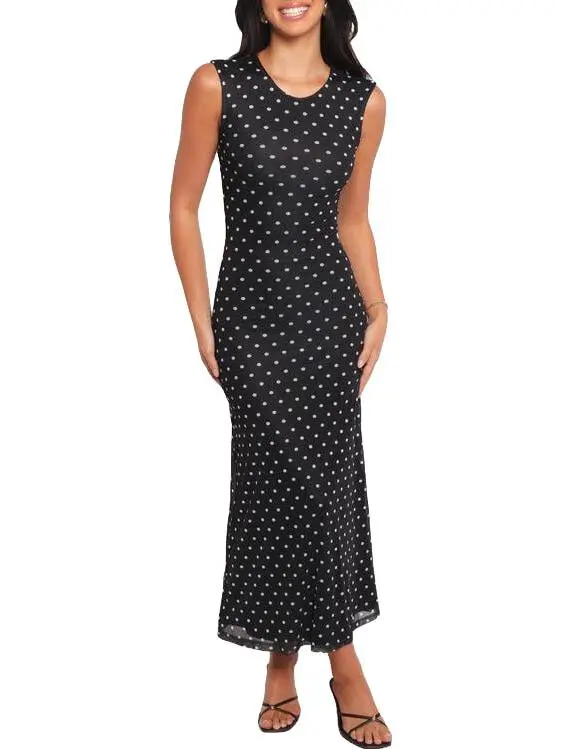 PETAL & PUP Drea Print Maxi Dress - Black Polka Dot