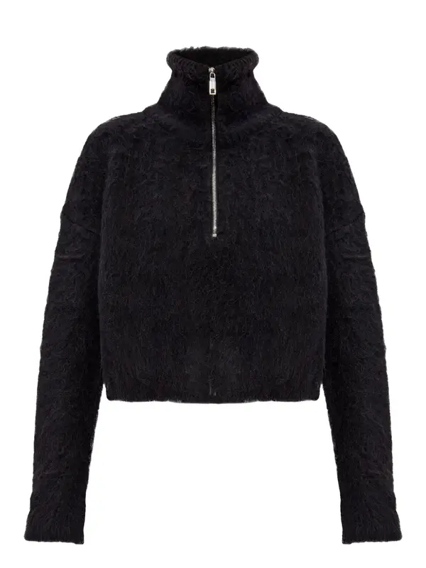 Sportmax Half-zip Alpaca Wool-blend Sweater - Black