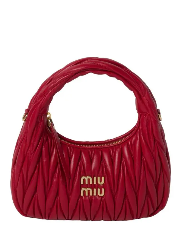 Miu Miu Wander Matelassé Nappa Leather Hobo Bag - Red