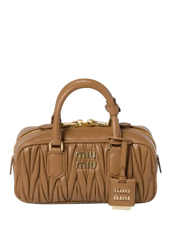 Miu Miu Arcadie Matelassé Nappa Leather Bag - Caramel