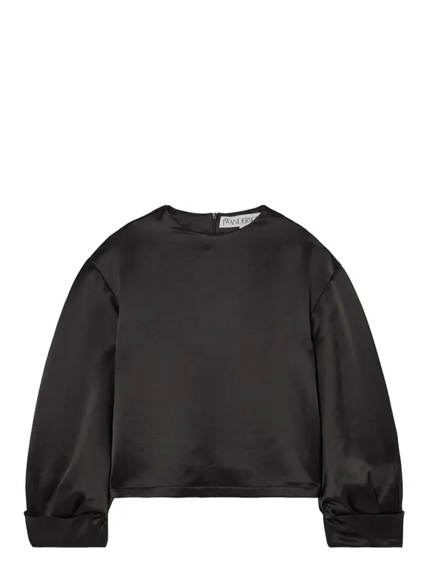 JW Anderson Satin Balloon Sleeve Top - Black