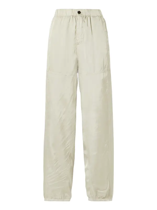 Dries Van Noten Paneled Satin-twill Wide-leg Pants - Gray