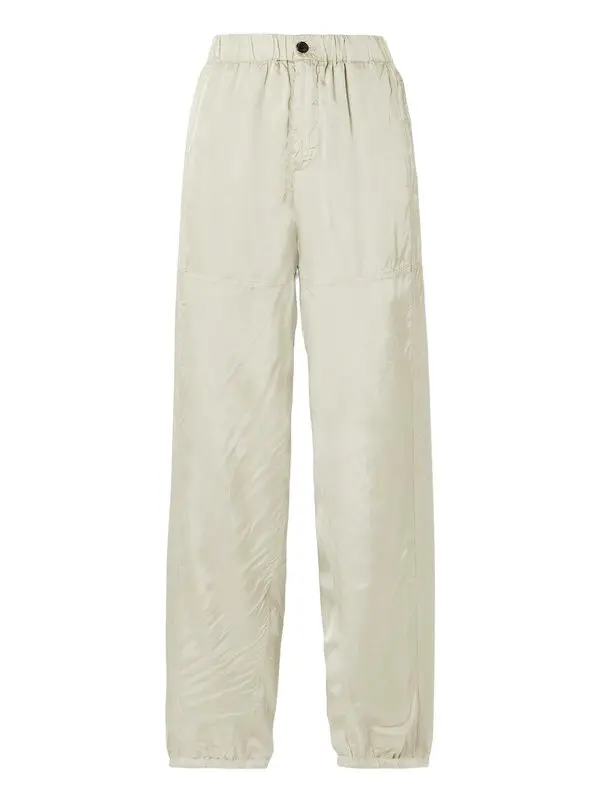 Dries Van Noten Paneled Satin-twill Wide-leg Pants - Gray