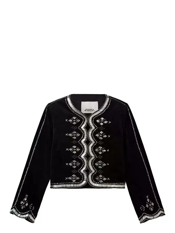 MARANT ETOILE Isabel Marant Hady Embellished Cotton-velvet Jacket - Black