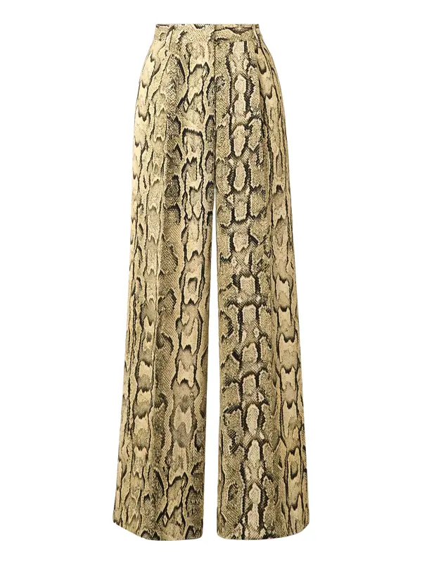 Dries Van Noten Pleated Snake-print Pants - Animal Print