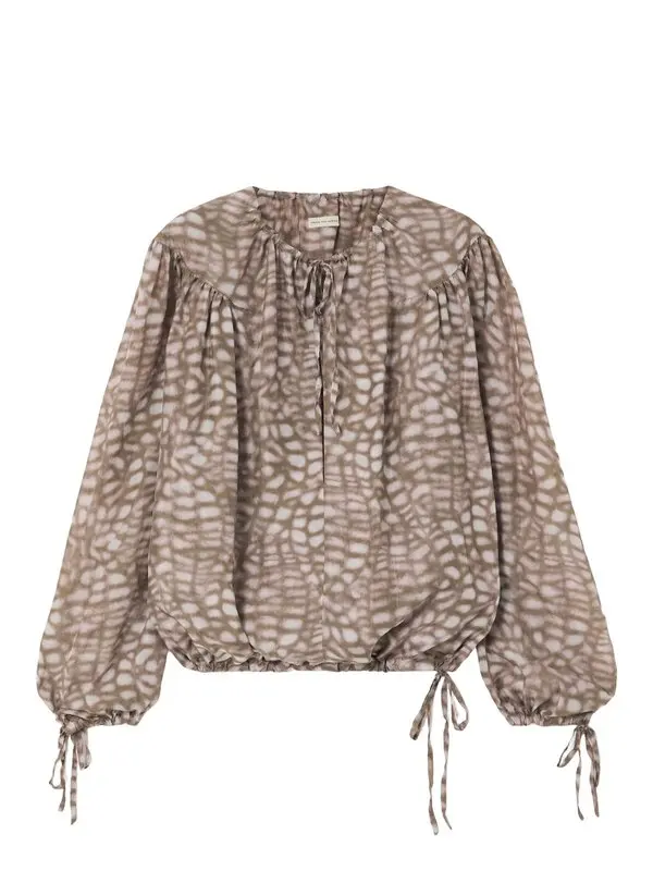 Dries Van Noten Printed Silk-satin Blouse - Neutrals