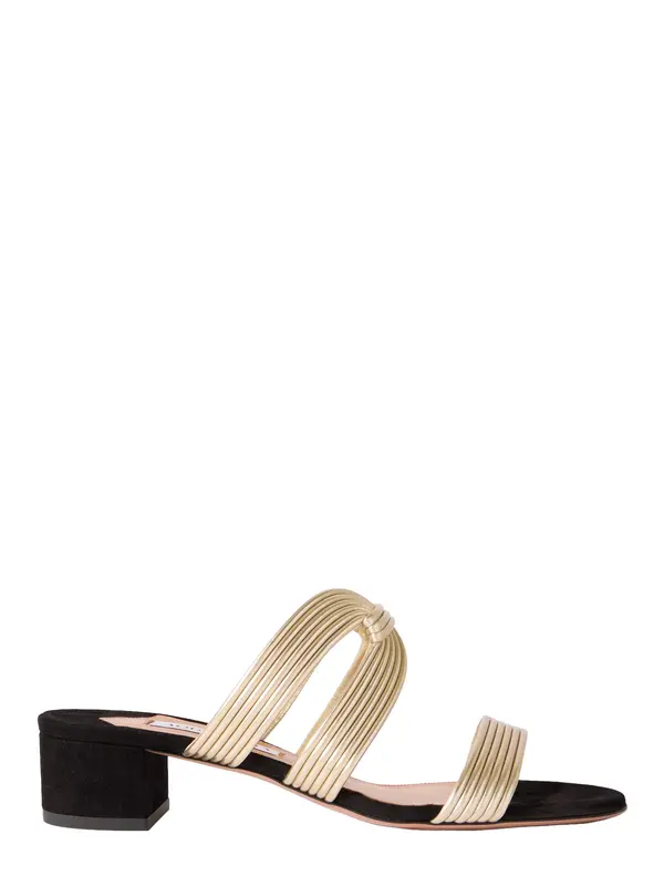 AQUAZZURA Escencia Knotted Metallic Sandals - Gold