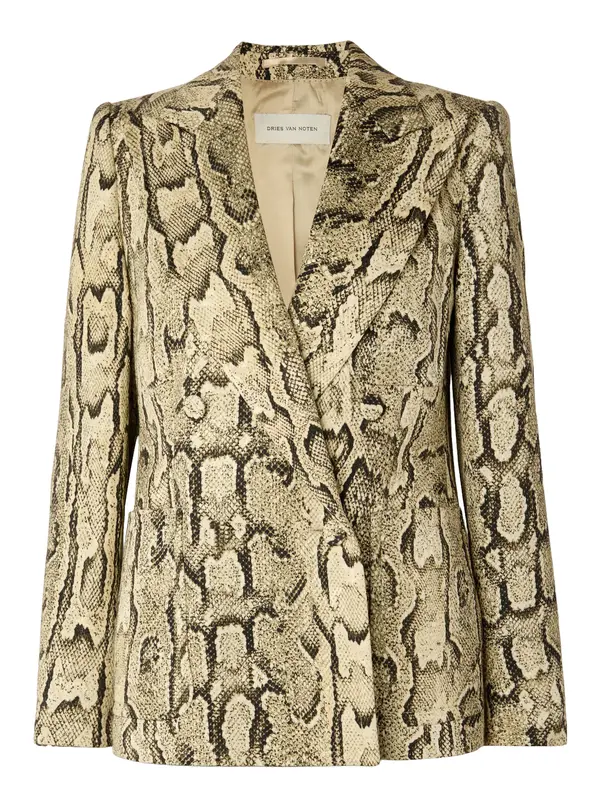 Dries Van Noten Snake-print Double-breasted Blazer - Animal Print
