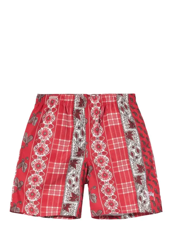 StÜssy Paisley Plaid Stock Water Short - Red