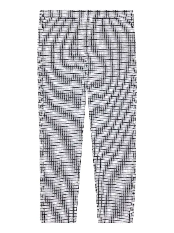 Theory Tapered High-rise Check Pants - Fog Multi