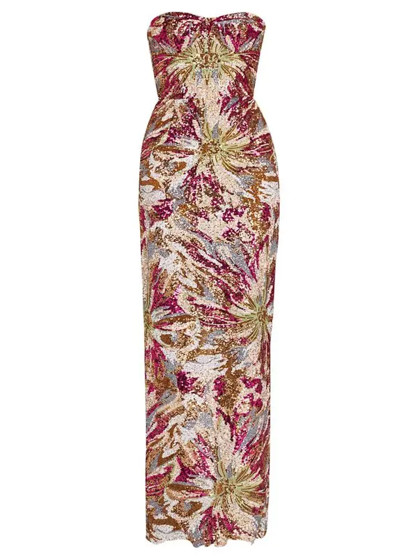 BRONX BANCO Bronx And Banco Dahlia Embroidered Sequin Gown - Multi