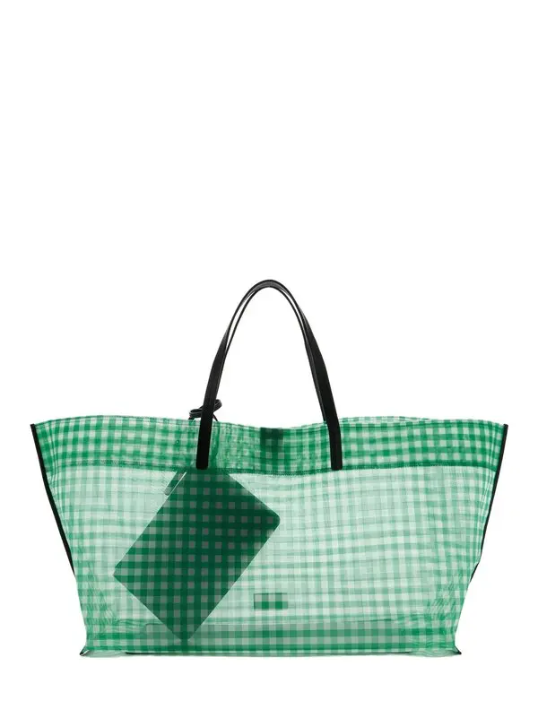 Staud Christos Large Gingham-mesh Tote Bag - Green