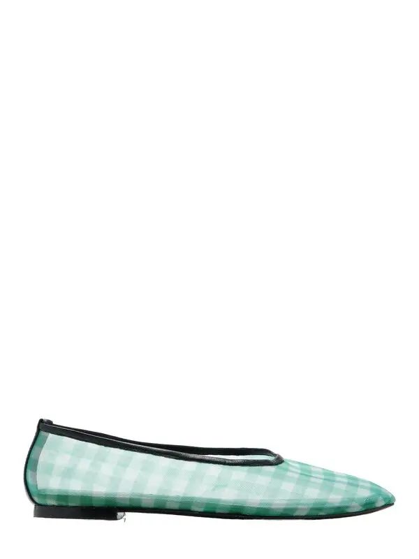 Staud Alba Gingham-mesh Ballet Flats - Green