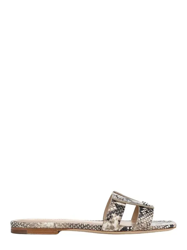 Veronica Beard Via Leather Slide Sandal - Ecru Multi