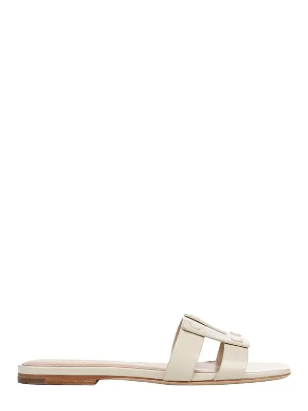Veronica Beard Via Leather Slide Sandal - Ecru
