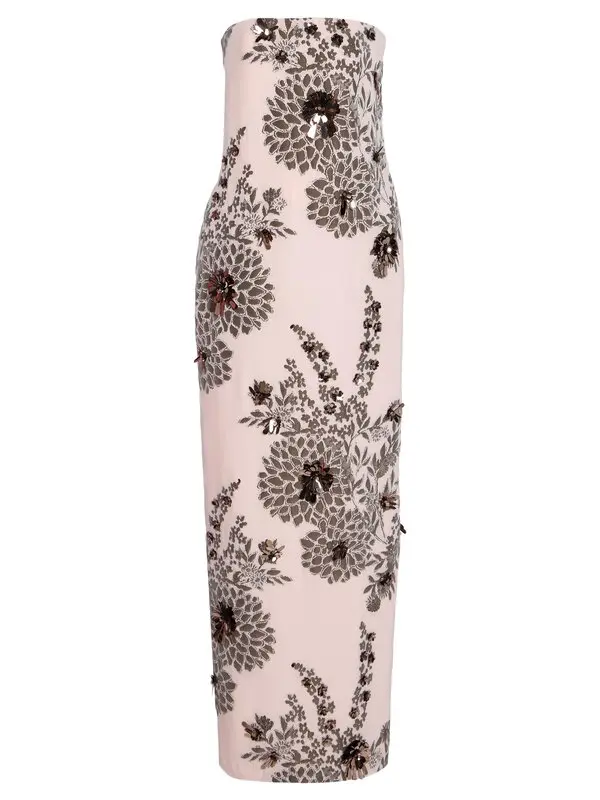 Delpozo Appliqued Silk-blend Jacquard Maxi Dress - Pink