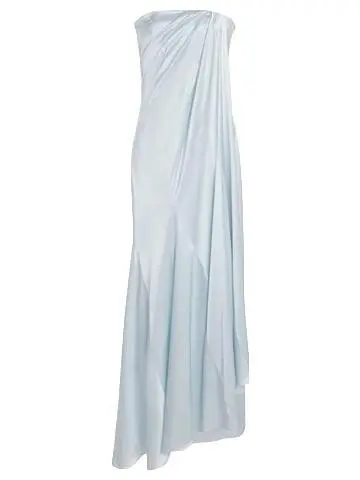 Delpozo Draped Silk-satin Maxi Gown - Blue