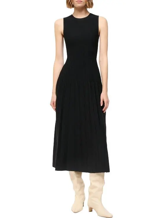 Staud Elyse Pleated Maxi Dress - Black