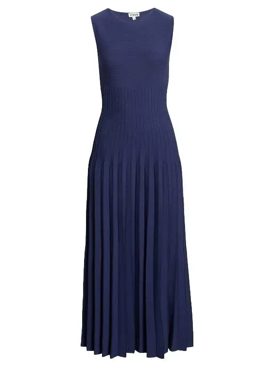 Staud Elyse Pleated Maxi Dress - Navy