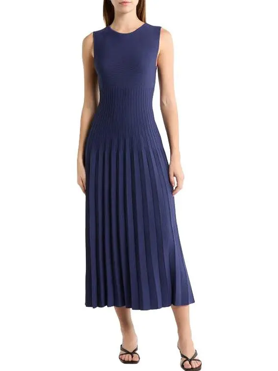 Staud Elyse Pleated Maxi Dress - Navy