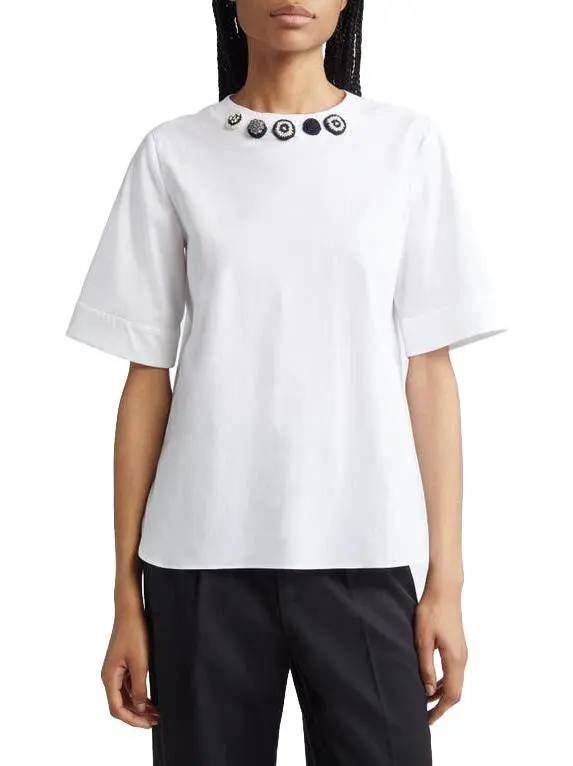 Max Mara Dora Embellished Top - Optical White