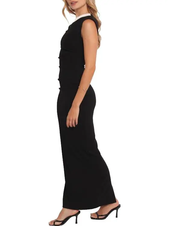 PETAL & PUP Jayda One-shoulder Maxi Dress - Black/white
