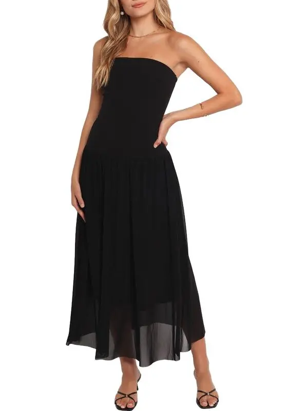PETAL & PUP Caitie Strapless Sundress - Black