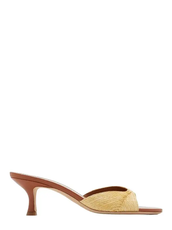 Staud Brigitte Raffia Mules - Tan