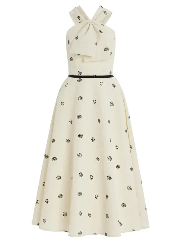 Rosie Assoulin Floral Jacquard Apron Midi Dress - Ivory