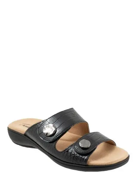 Trotters Ruthie Croc Embossed Slide Sandal - Black