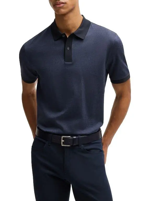 BOSS Parlay Cotton Piqué Polo - Dark Blue