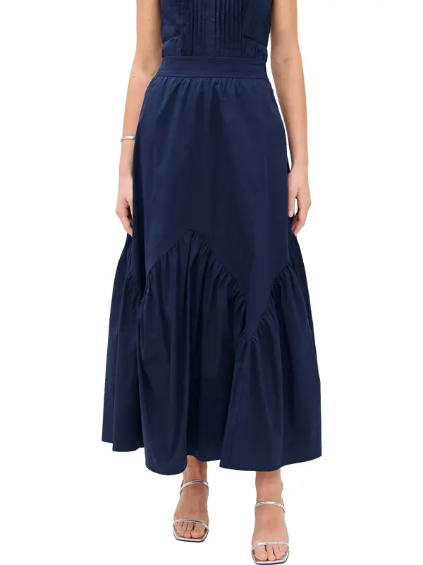 Line & Dot Abbot Tiered Ruffle Skirt - Navy