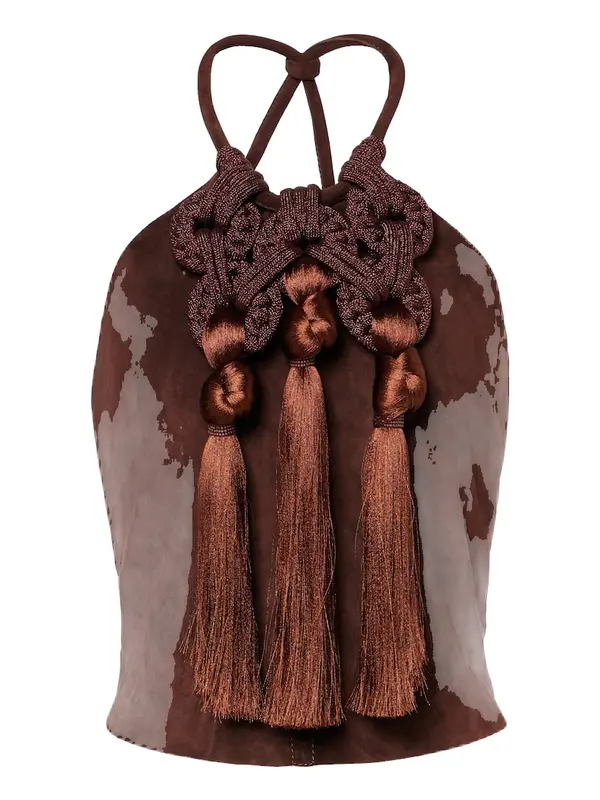 Johanna Ortiz Knot-detail Leather Top - Brown