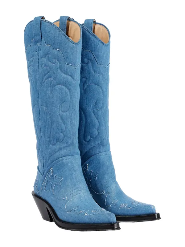 Gabriela Hearst Capitana Cowboy Boots - Blue