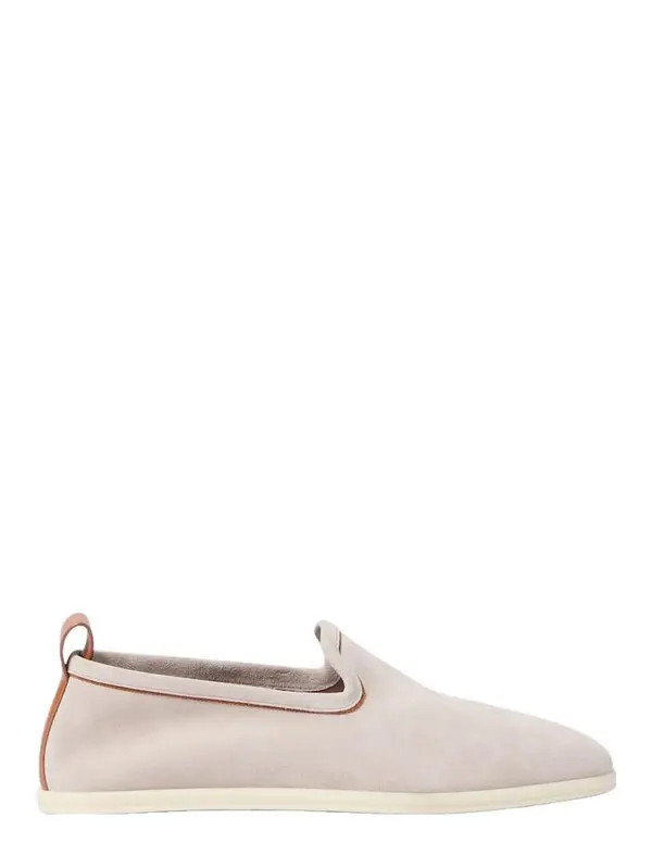 Loro Piana Venice Walk Suede Loafers - Beige