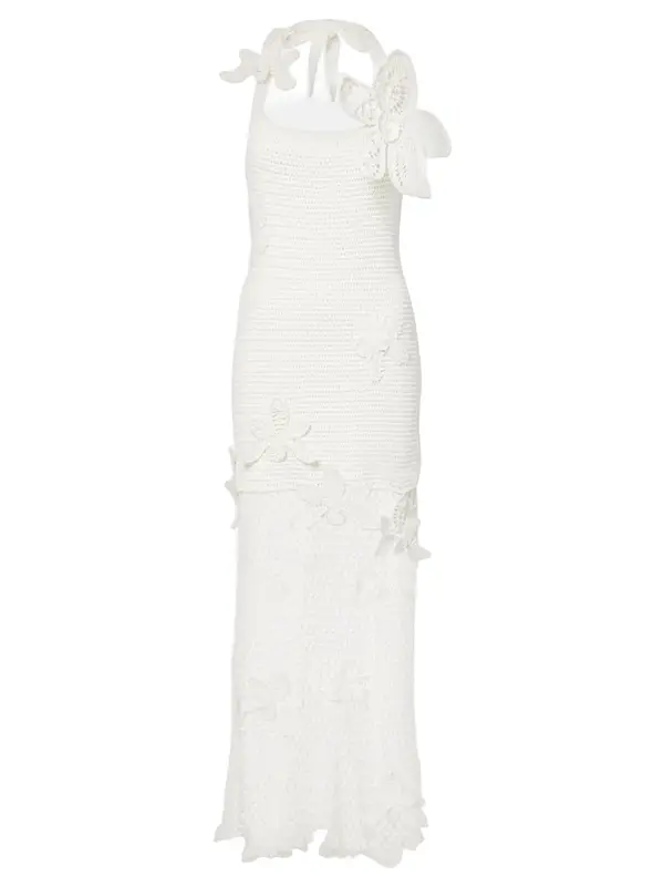Oscar De La Renta Crochet Maxi Dress - White