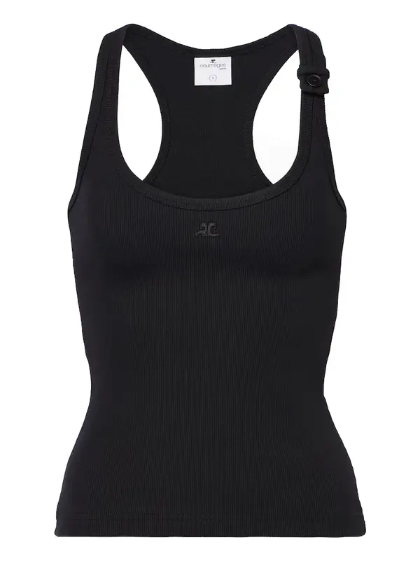 COURREGES Courrèges Ribbed-knit Tank Top - Black