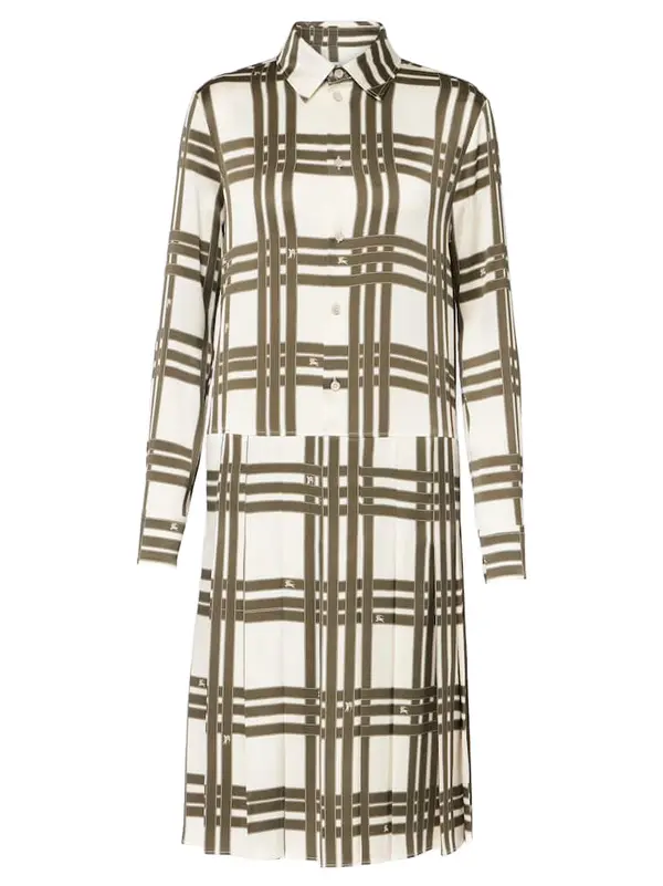 Burberry Ribbon Check Silk Shirt Dress - White