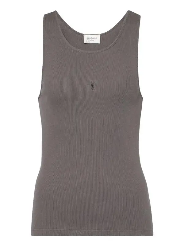 Saint Laurent Cassandre Ribbed-knit Tank Top - Grey