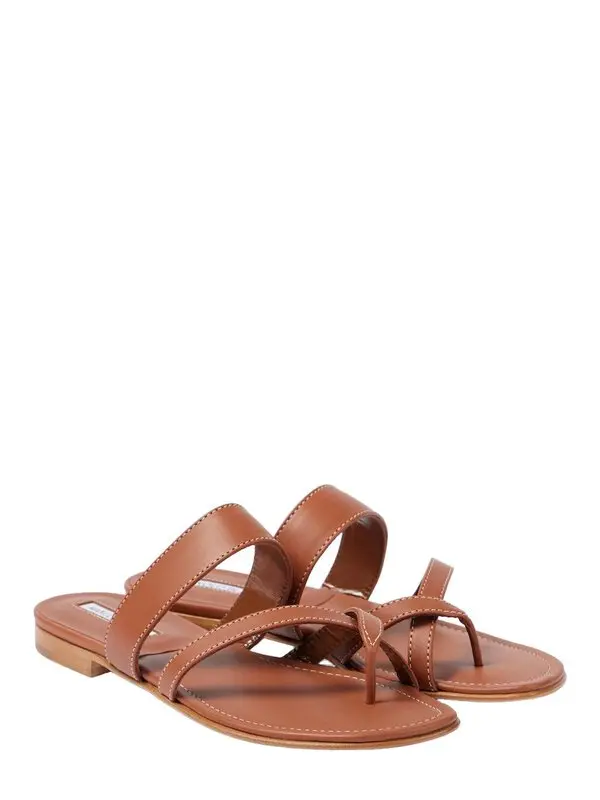 Manolo Blahnik Susacru Leather Sandals - Brown