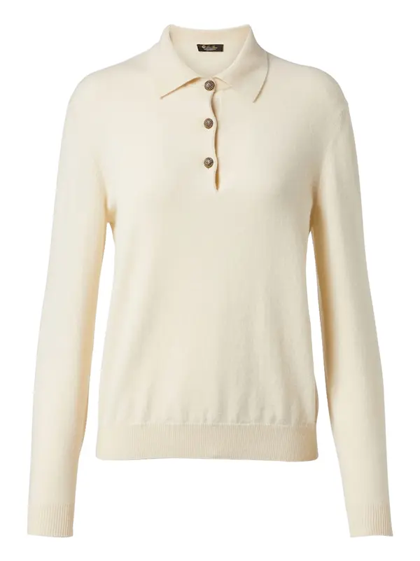 Loro Piana Cashmere Polo Sweater - White