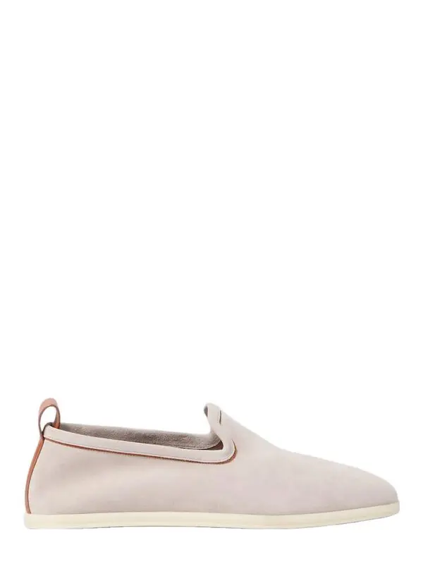 Loro Piana Venice Walk Suede Loafers - Beige