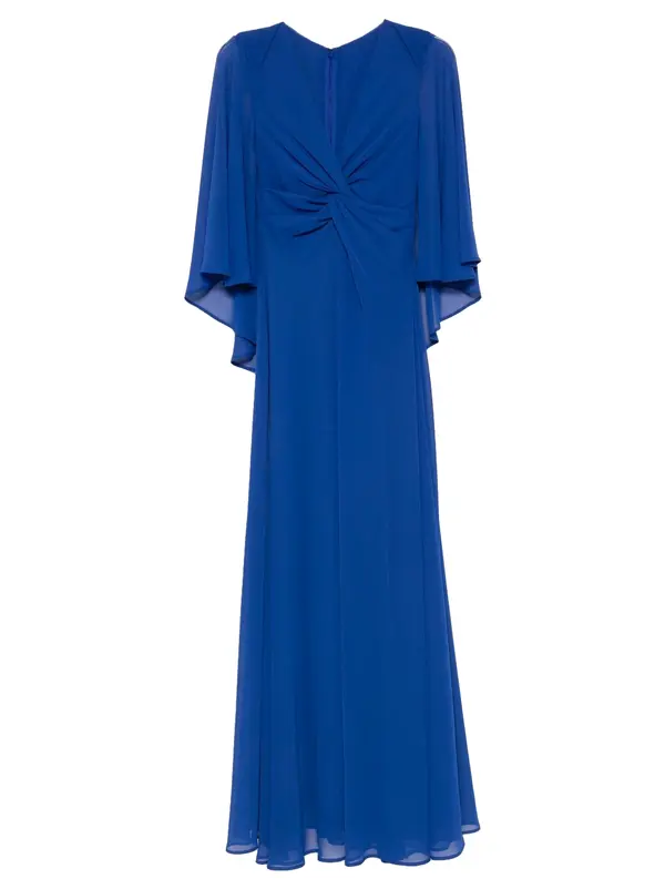 Talbot Runhof Knot-detail Cape Gown - Blue