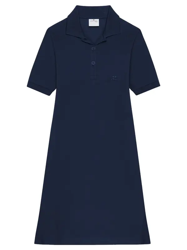 COURREGES Polo-collar Mini Dress - Blue