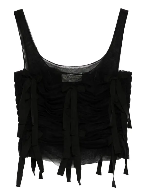 CAROLINE HU Tulle Bowknot Top - Black