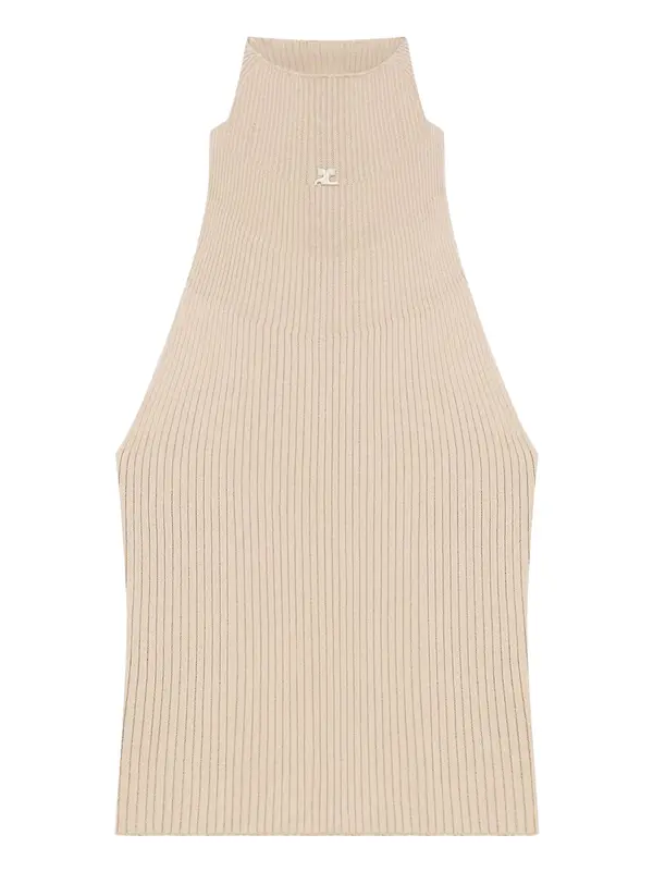 COURREGES Ribbed-knit Tank Top - Neutrals