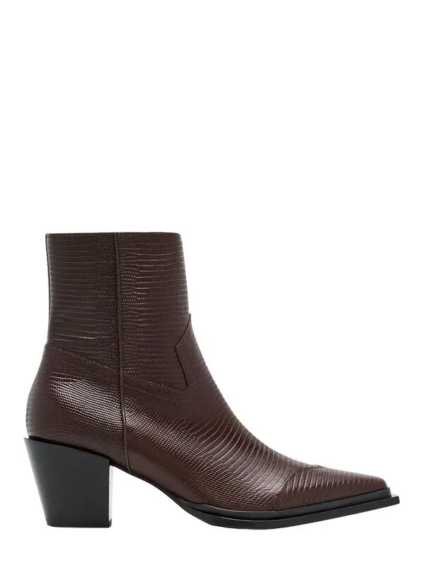 JIMMY CHOO Cece Embossed Leather Ankle Booties - Brown