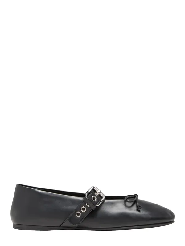 Miu Miu Leather Mary Jane Ballerina Flats - Nero