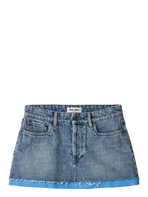 Miu Miu Denim And Poplin Miniskirt - Sapphire Blue