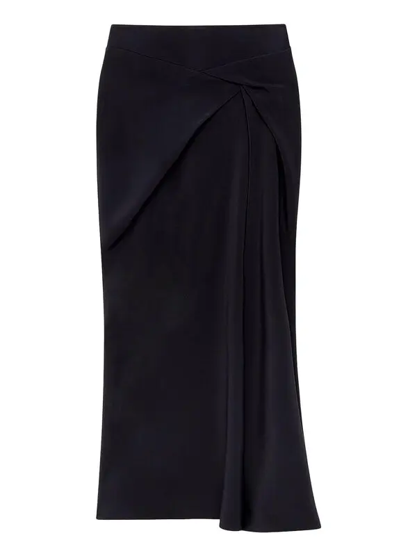 Another Tomorrow Asymmetrical Twist Maxi Skirt - Black